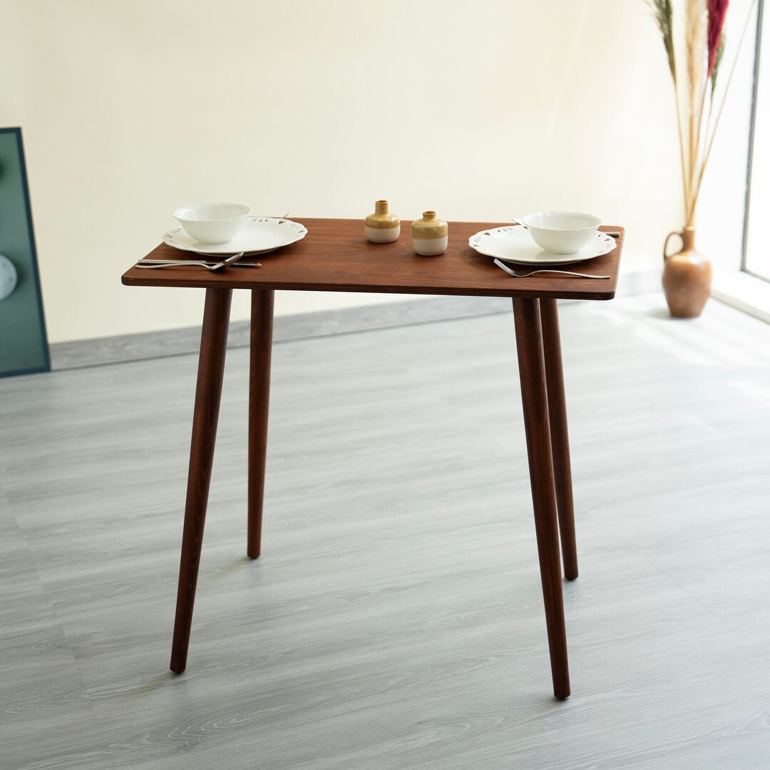 Rectangle Wood Small Dining Table, Unique Narrow Space Saver Dine Table ...