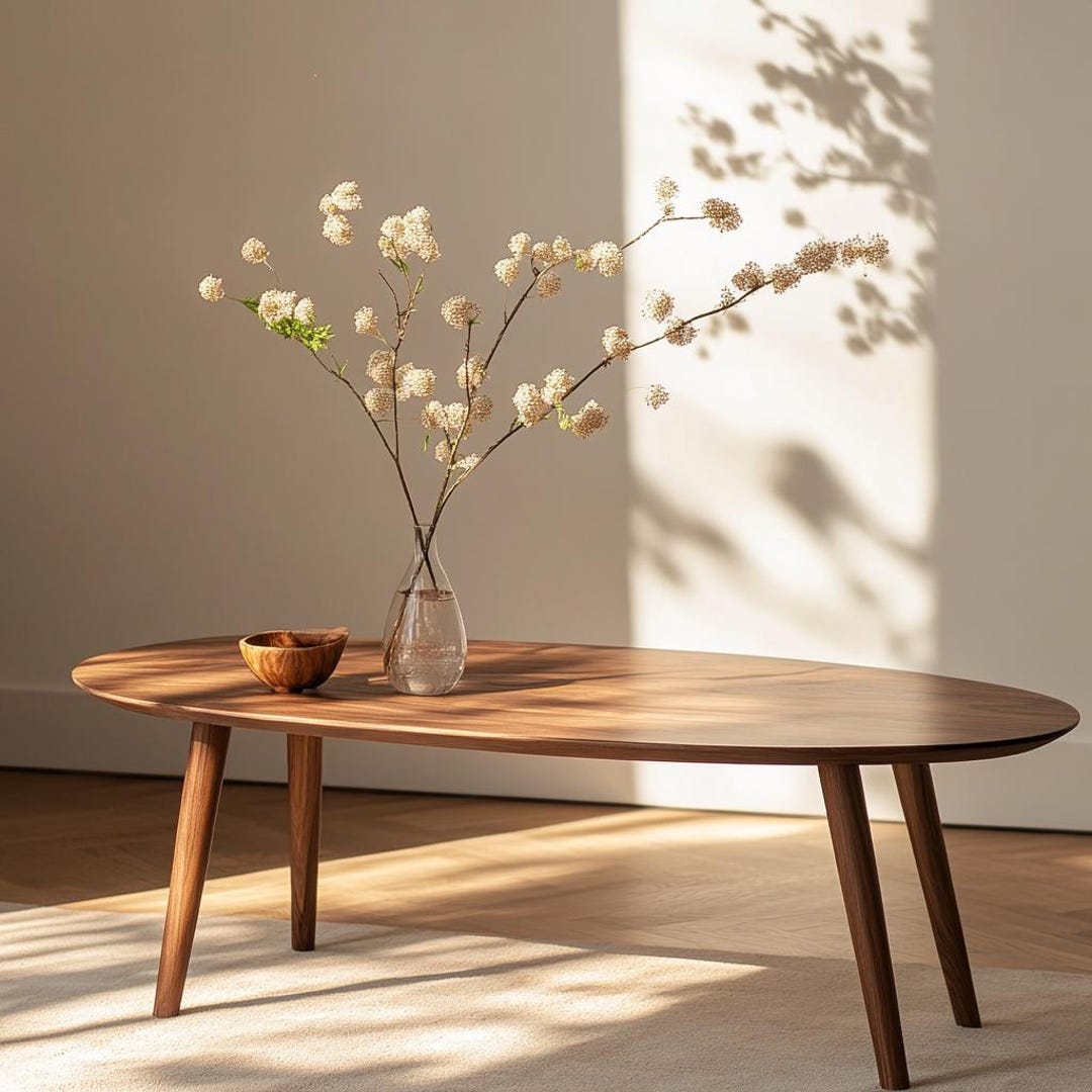 Solid Iroko Wood Modern Coffee Table for Living Room Decor - Etsy