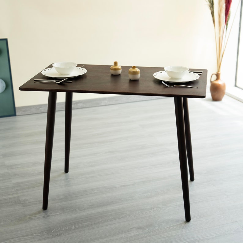 Rectangle Wood Small Dining Table, Unique Narrow Space Saver Dine Table ...