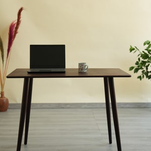 Rectangle Wood Small Dining Table, Unique Narrow Space Saver Dine Table ...