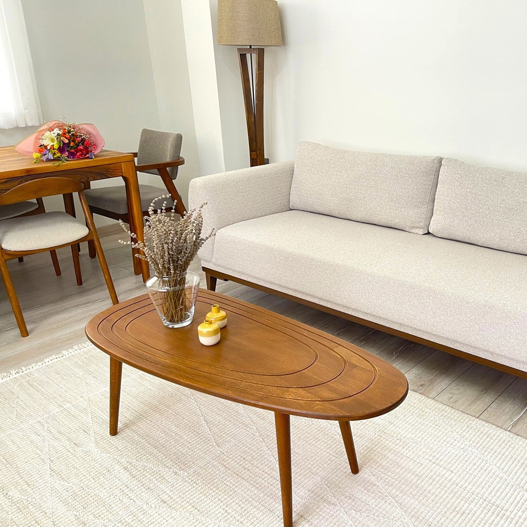 Ellipse Coffee Table for Living Rooms, Handmade Oval Low Center Table ...