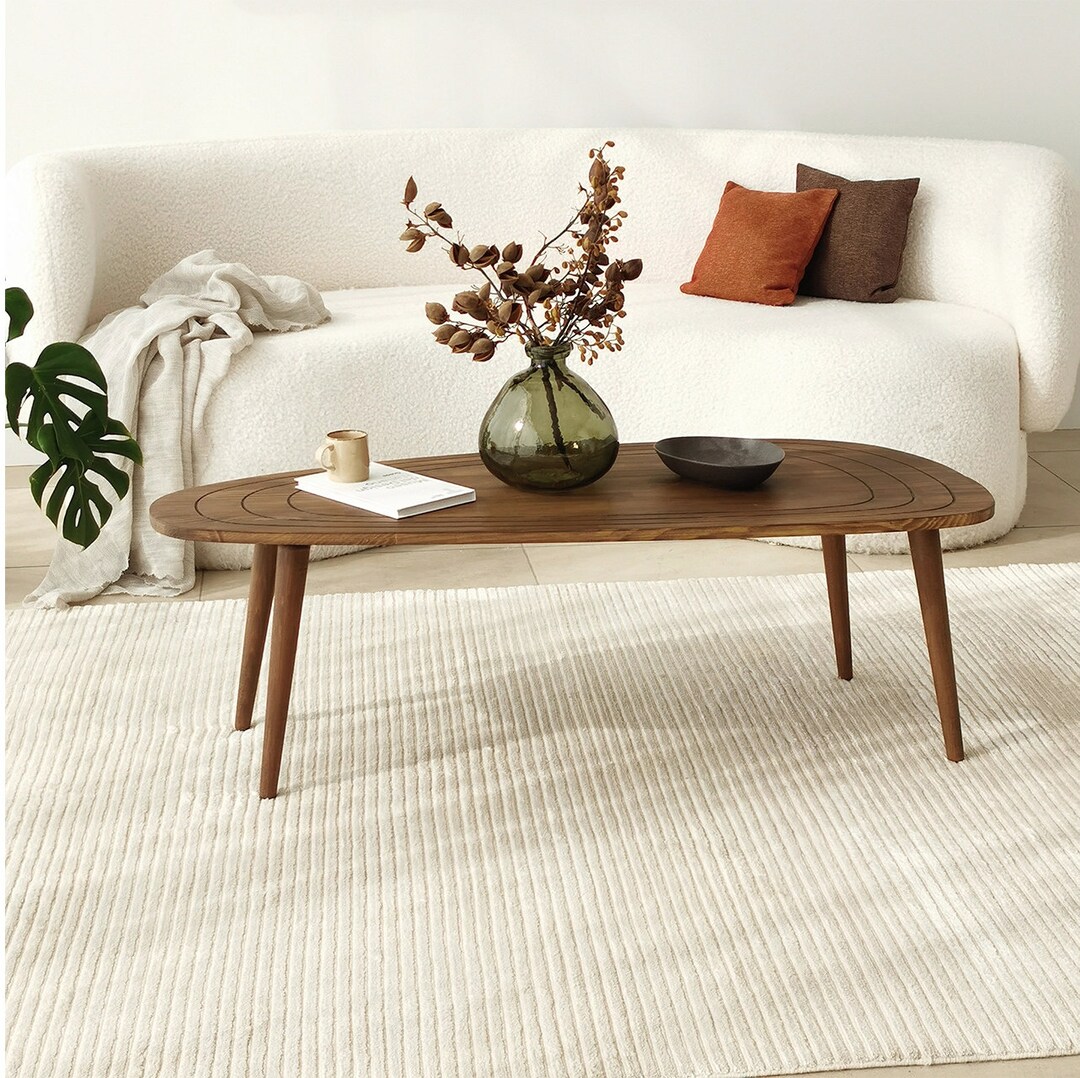 Elliptic Center Table, Unique Shape Coffee Tables, Solid Wood, Handmade ...