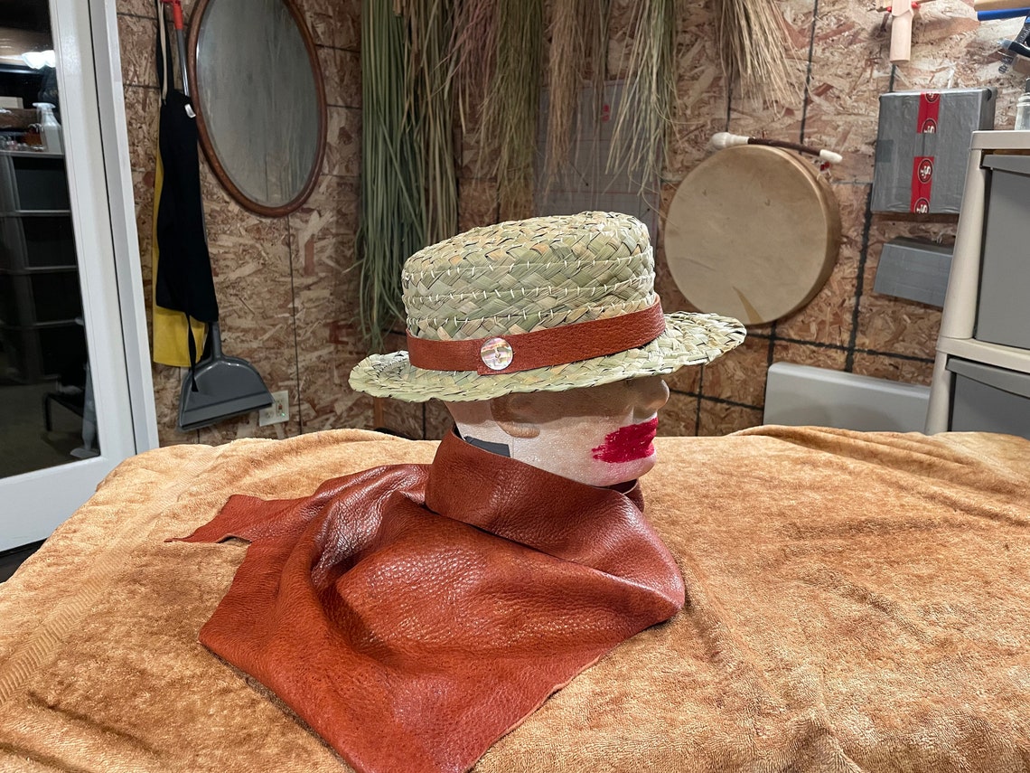 Wide Brim, Flat Top, Braided Cattail Hat - Etsy