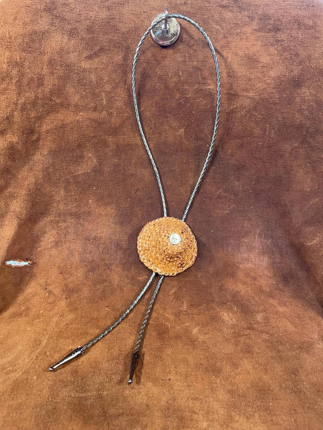 Traditional Salish Style Cedar Woven Hat ... Tiny and on a Bolo Tie - Etsy