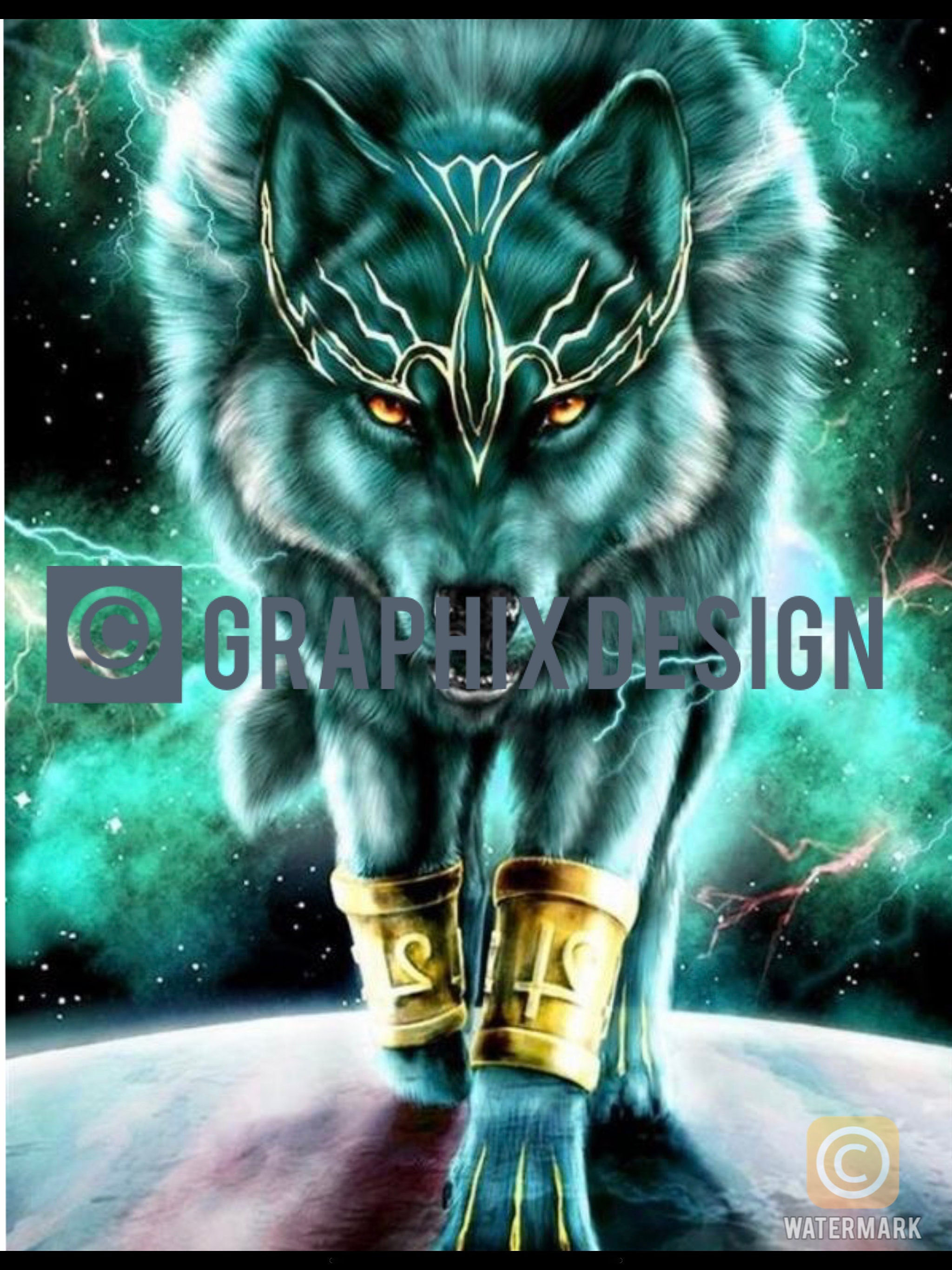 Green Colored Wolf With Gold Accents PNG Sublimation Design - Etsy