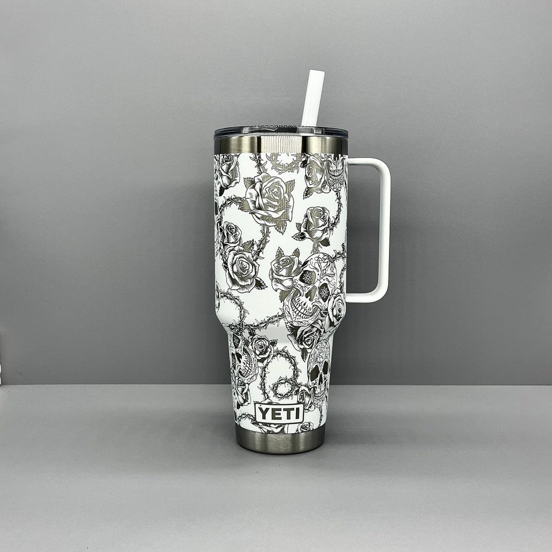 Yeti 42oz Rose and Skull Tumbler - Etsy