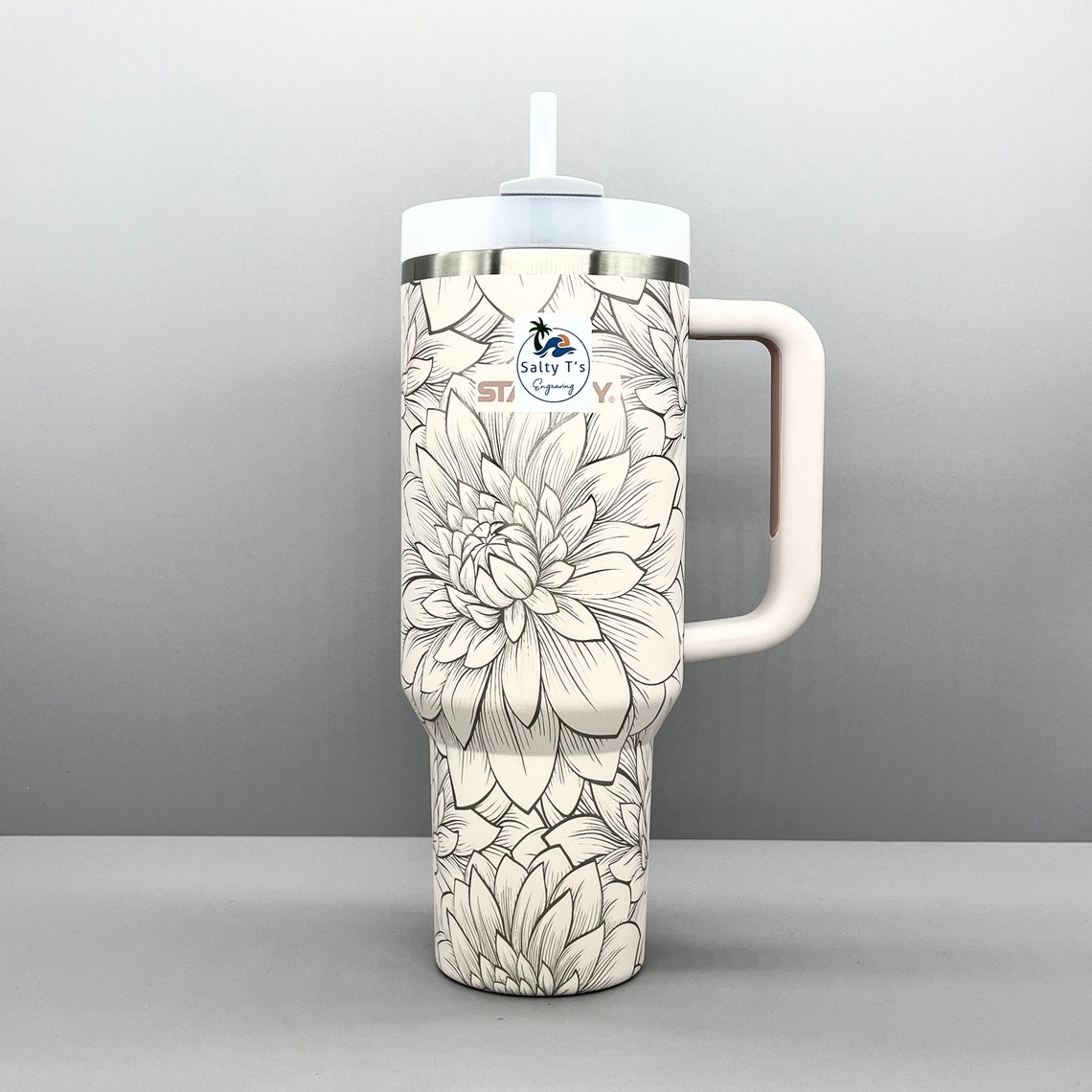 Dahlia Engraved Stanley 40oz Tumbler, Flower Design Drinkware - Etsy