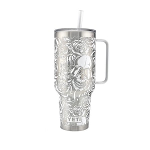 42oz Yeti Tumbler Love, Rose and Skull Engraved, Laser Yeti Tumbler ...