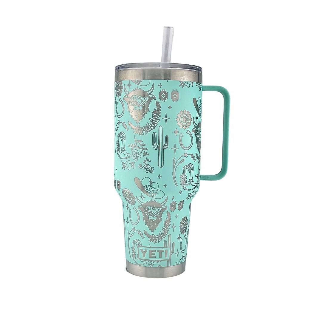 42oz Yeti Tumbler Western Highland Cow Engraved, Laser Yeti Tumbler ...