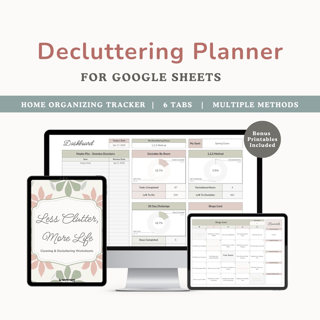 Decluttering Planner Spreadsheet (google Sheets) | Home Organization ...
