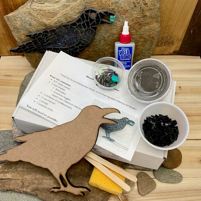 Raven DIY Stained Glass Mosaic Kit - Etsy