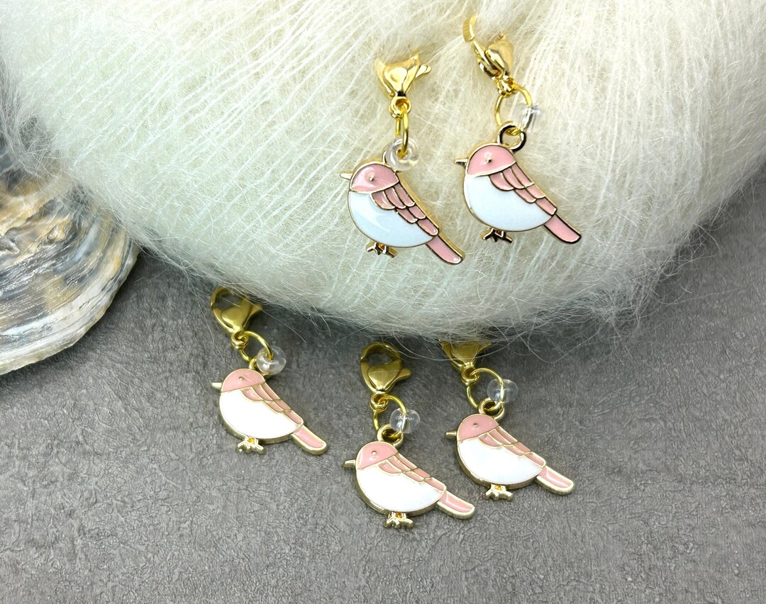 Stitch Marker With Stainless Steel Carabiner or Ring little Bird Set of ...