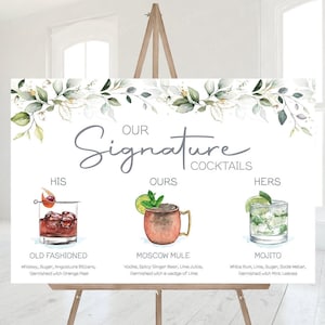 PRINTED Hen Party Wedding Signature Cocktail Sign | Personalised ...