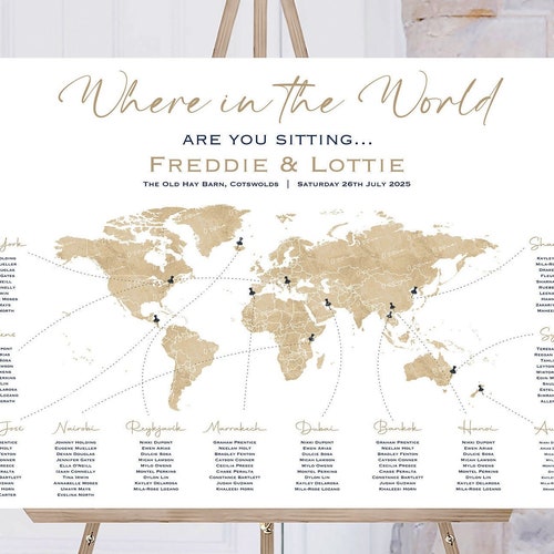 World Map Wedding Table Plan Where in the World Are You - Etsy