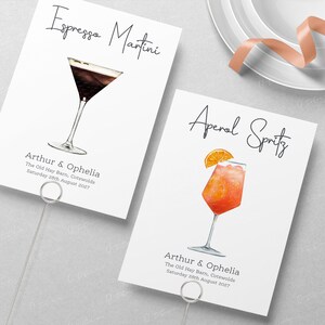Cocktail Table Names Cocktail Themed Table Cards Wedding - Etsy UK