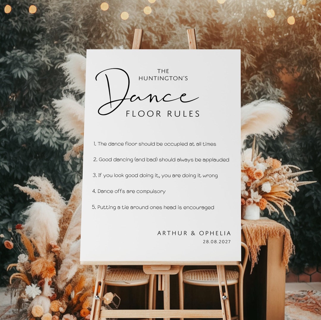 Dance Floor Rules Wedding Sign | Printed Wedding Signs | Wedding ...