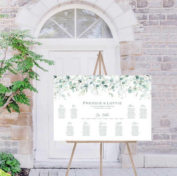 Eucalyptus Wedding Table Plan Wedding Breakfast Seating Plan - Etsy