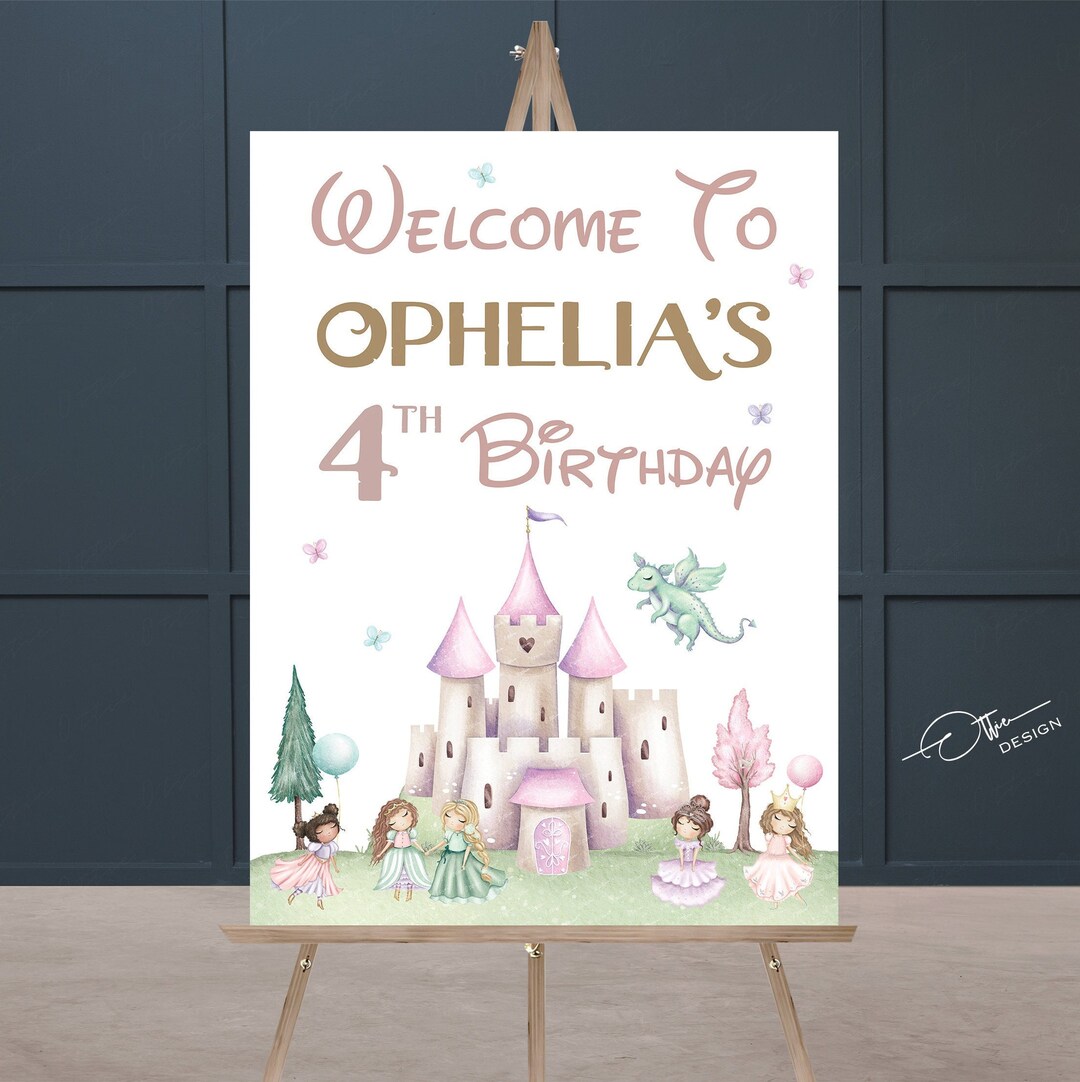 Princess Birthday Party Sign | Fairy Princess Little Girl Party Poster ...
