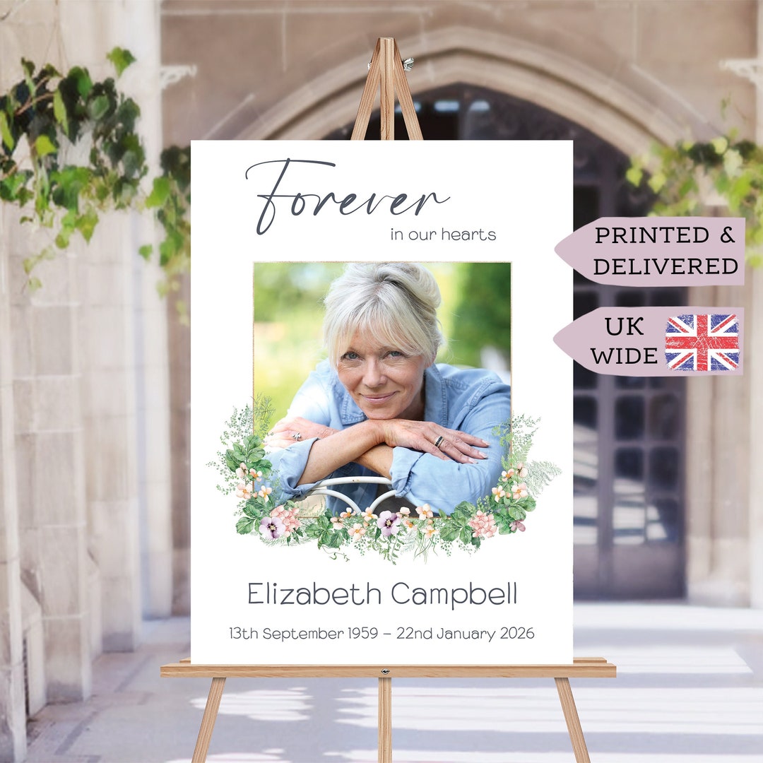 Funeral Memorial Sign Floral Funeral Poster Photo Funeral Keepsake ...