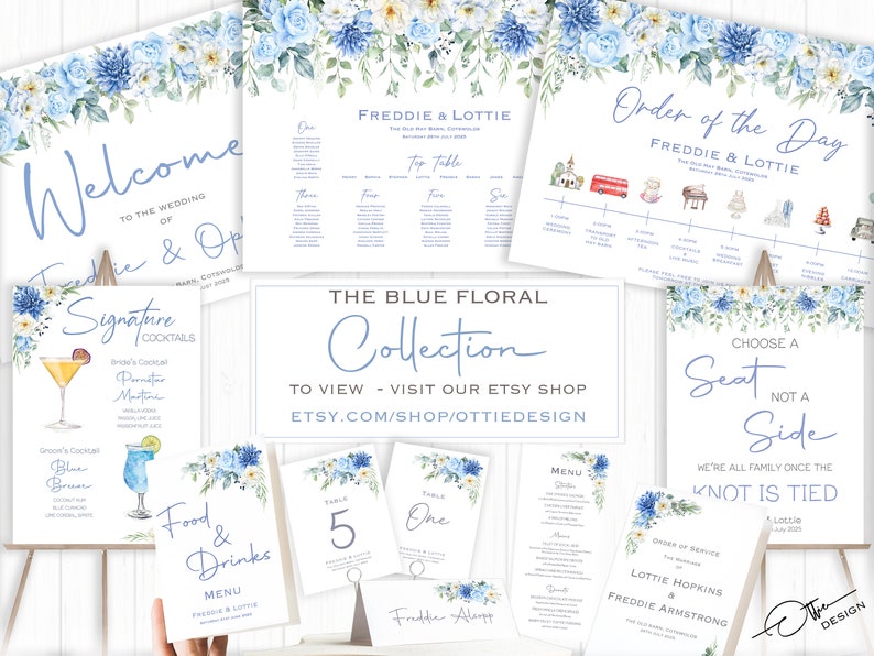 Wedding Table Numbers | Blue and White Flower Wedding | Table Names ...