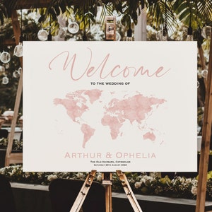 World Map Wedding Welcome | Travel Themed Wedding Sign | Where in the ...