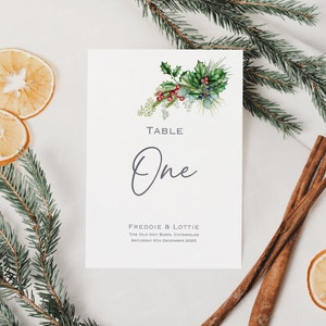 Christmas Table Numbers | Xmas Wedding Table Names | Printed Wedding ...