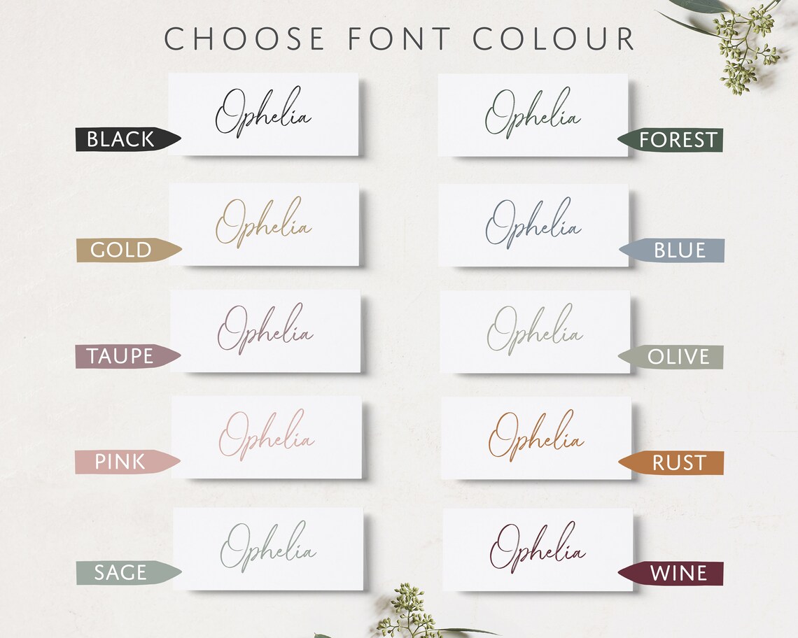 Personalised Tent Fold Place Cards | Name Cards | Wedding Modern ...