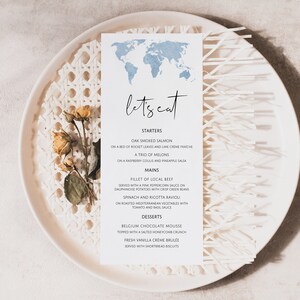 Travel Themed Wedding Menu Card | Guest Wedding Menu | Destination ...