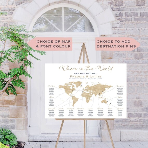 World Map Wedding Table Plan Where in the World Are You - Etsy UK