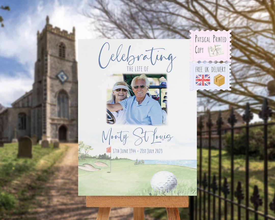 PRINTED Golf Funeral Memorial Welcome Sign | Celebration of Life ...