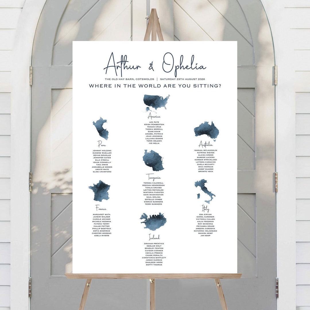 Travel Wedding Table Plan World Map Wedding Table Plan - Etsy