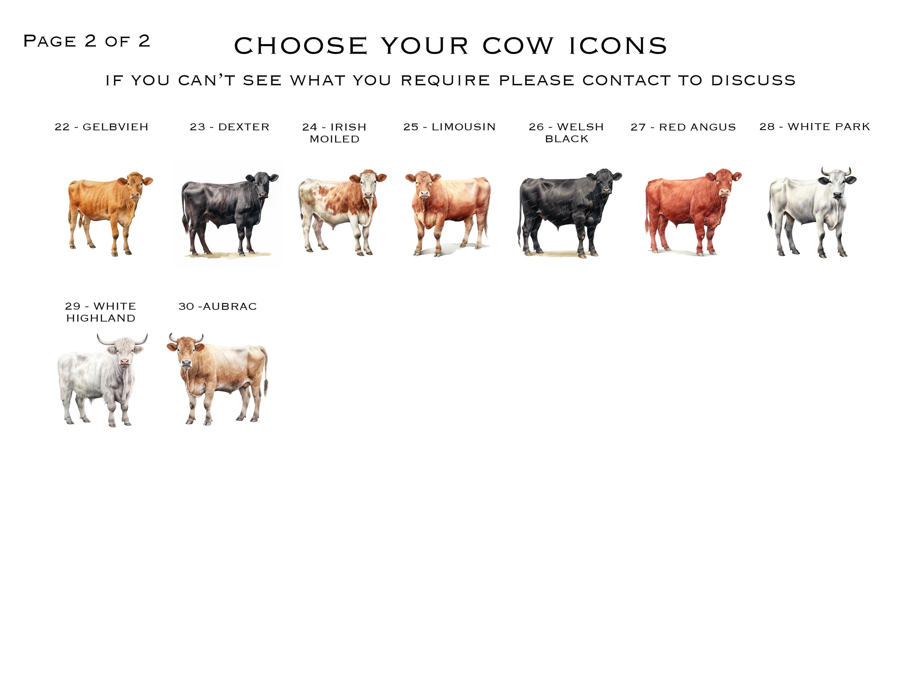 Cow Table Numbers | Cow Breed Wedding Table Names | Cattle Table Name ...