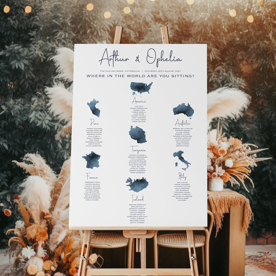 Travel Wedding Table Plan | World Map Wedding Table Plan | Where in the ...