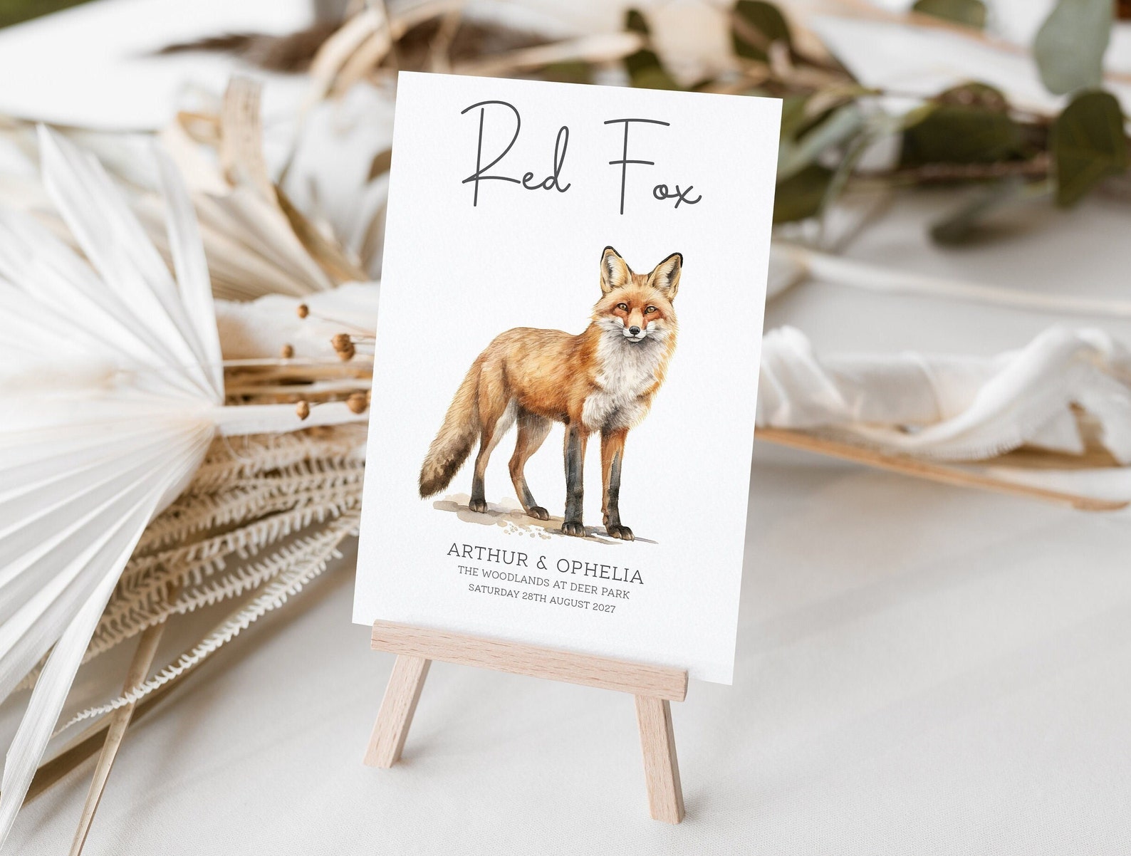 Woodland Forest Table Numbers | Wedding Animal Table Names ...