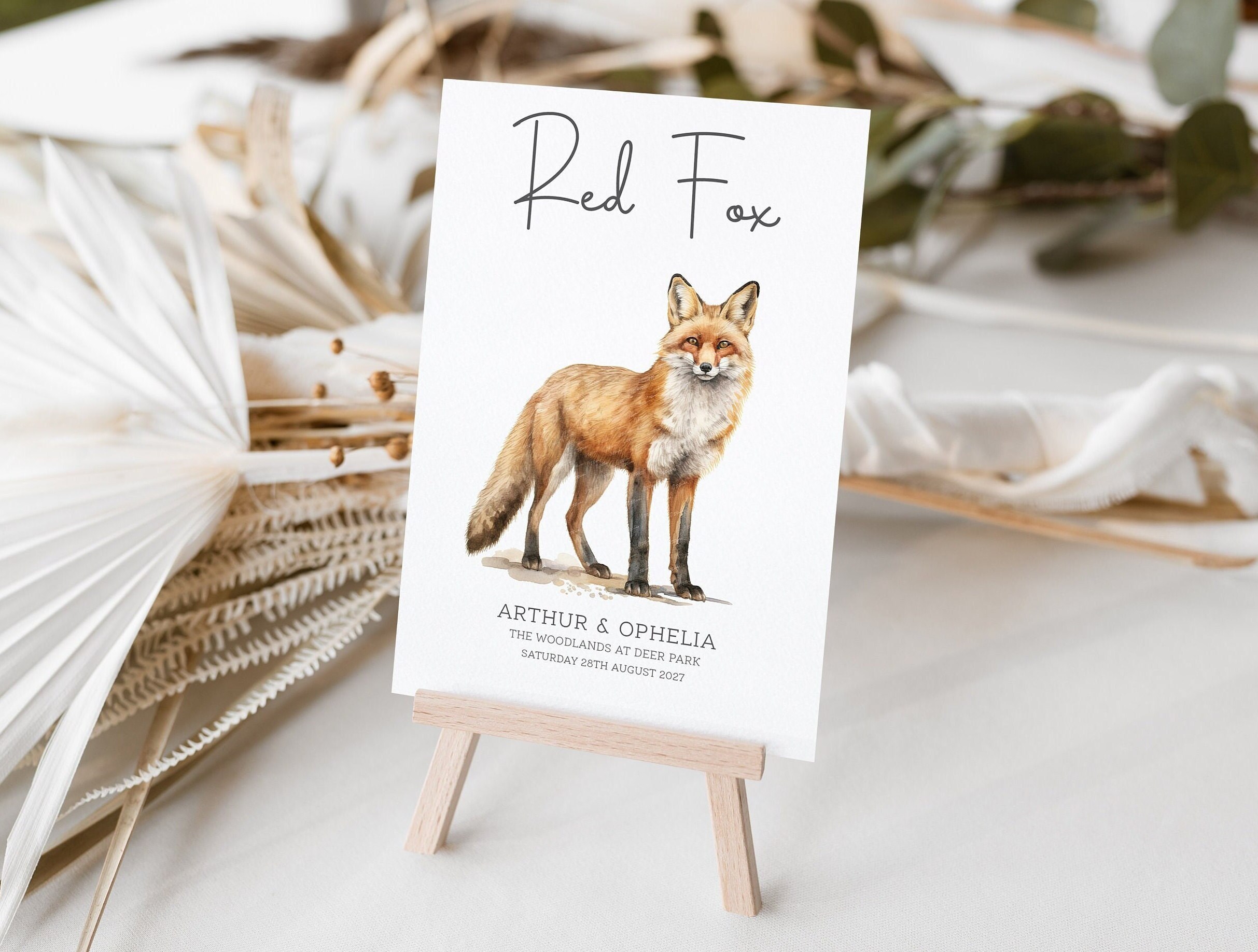 Woodland Forest Table Numbers | Wedding Animal Table Names ...