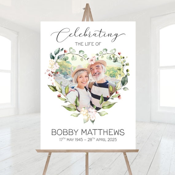 Funeral Welcome Board Sign Floral Heart Memorial Board - Etsy UK