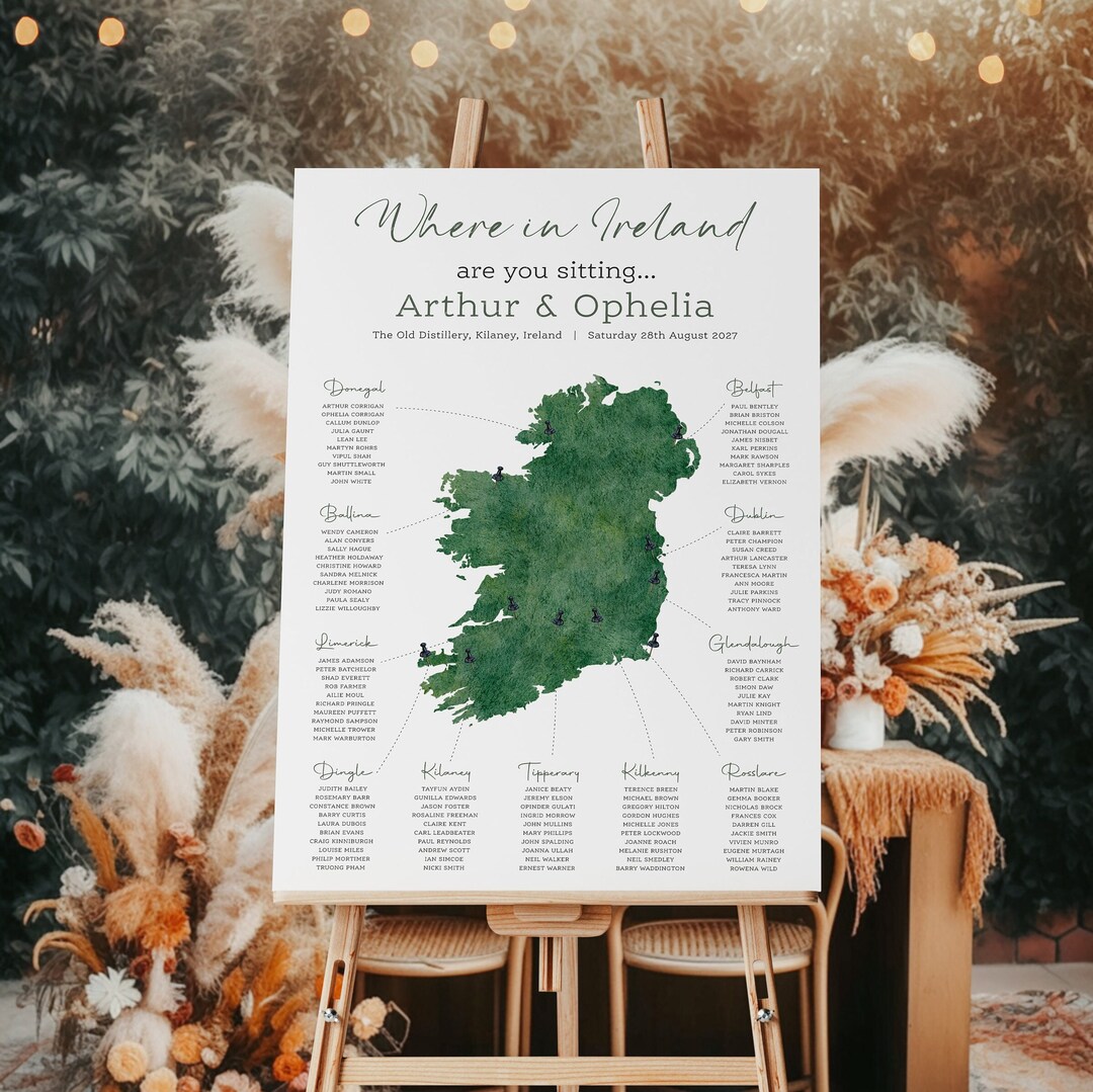 Ireland Table Plan | Map of Ireland Wedding Table Plan | Destination ...