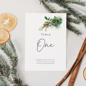 Christmas Table Numbers Xmas Wedding Table Names Printed - Etsy UK