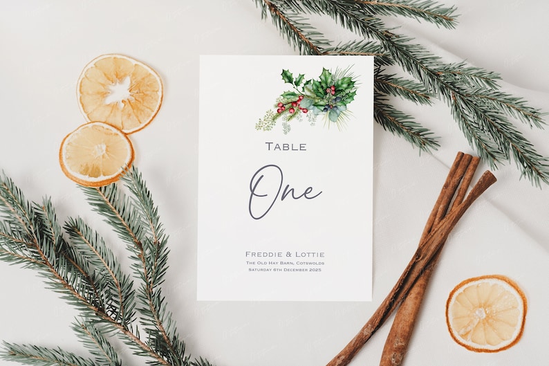 Christmas Table Numbers Xmas Wedding Table Names Printed - Etsy UK