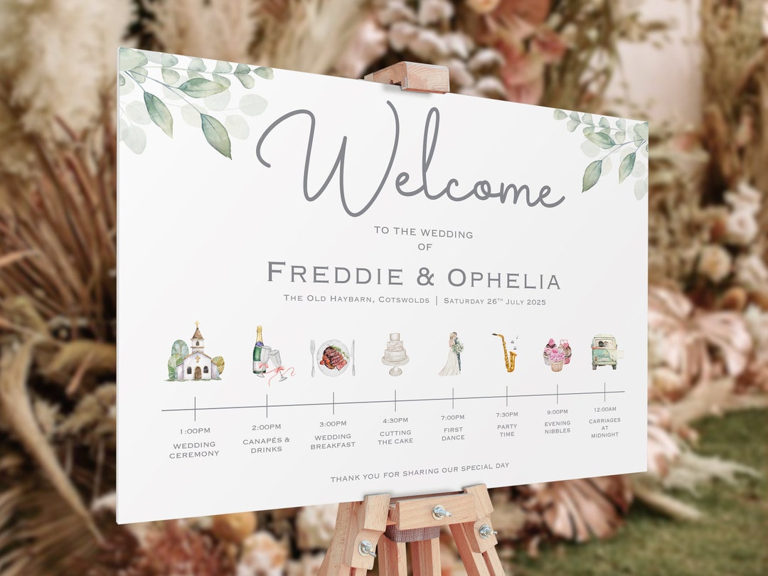 Wedding Welcome Order of the Day | Wedding Event Sign | Reception Sign ...