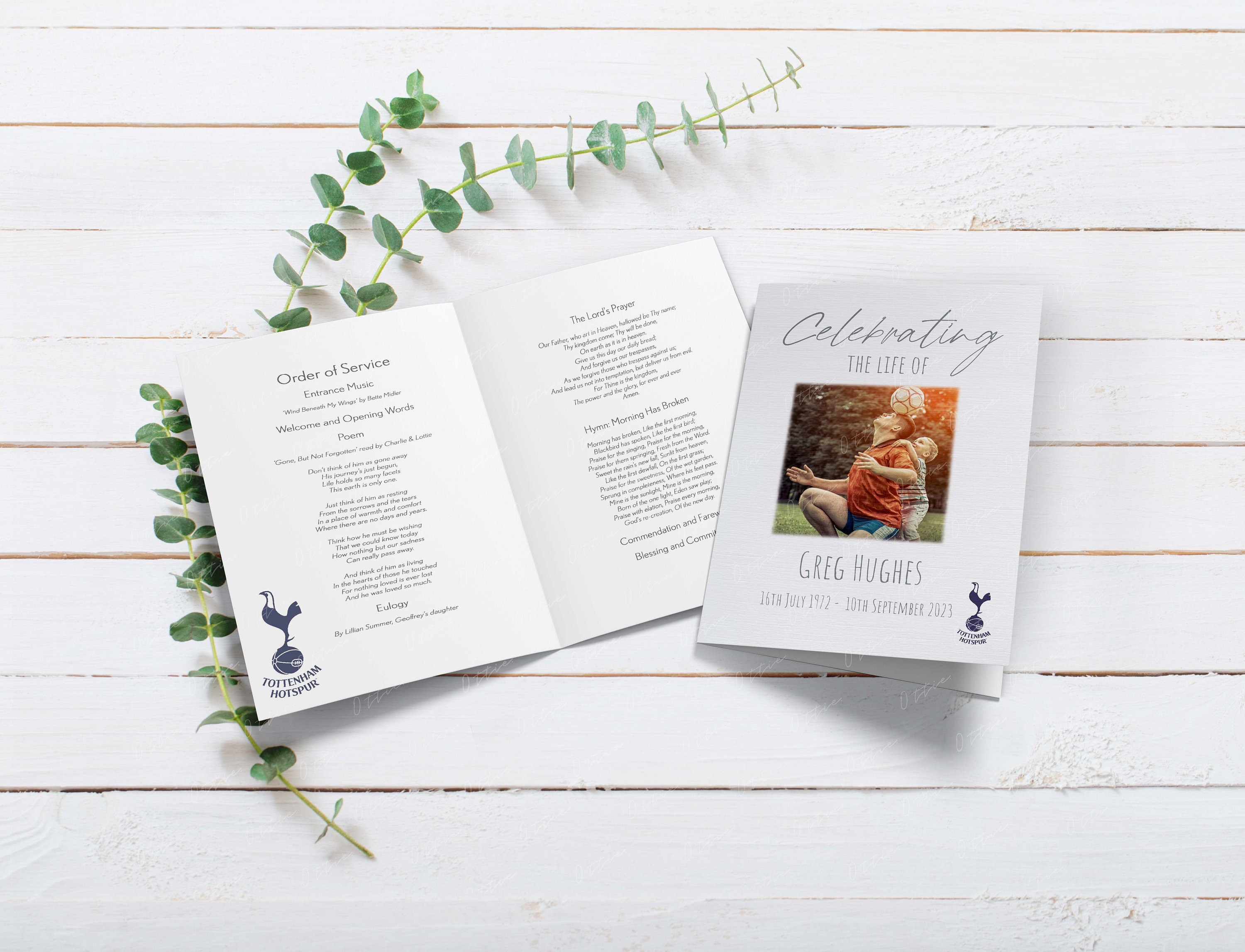 PRINTED in Loving Memory Order of Service Program | PREMIUM Linen Card ...
