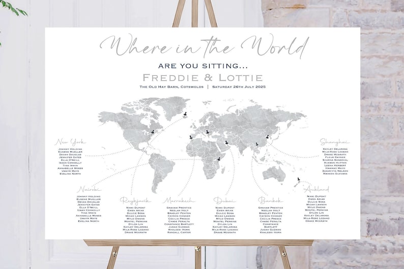 World Map Wedding Table Plan Where in the World Are You - Etsy