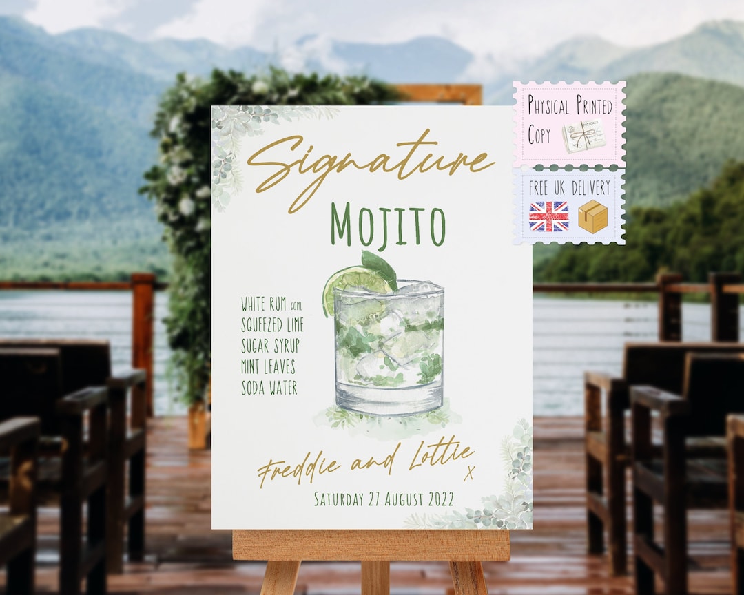 Mojito Sign | Personalised Wedding Signature Cocktail Sign | Bar Menu ...