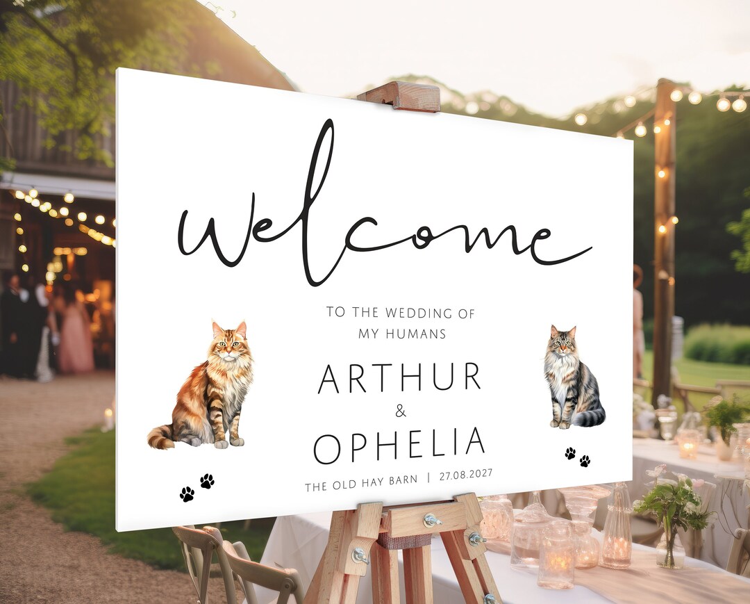 Cat Wedding Welcome Sign | My Humans Are Getting Married Sign ...
