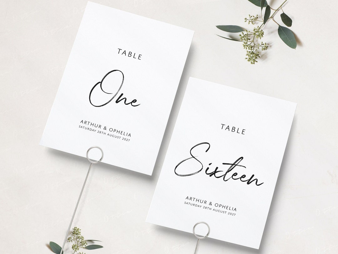 Modern Wedding Table Numbers | Calligraphy Wedding Table Numbers ...