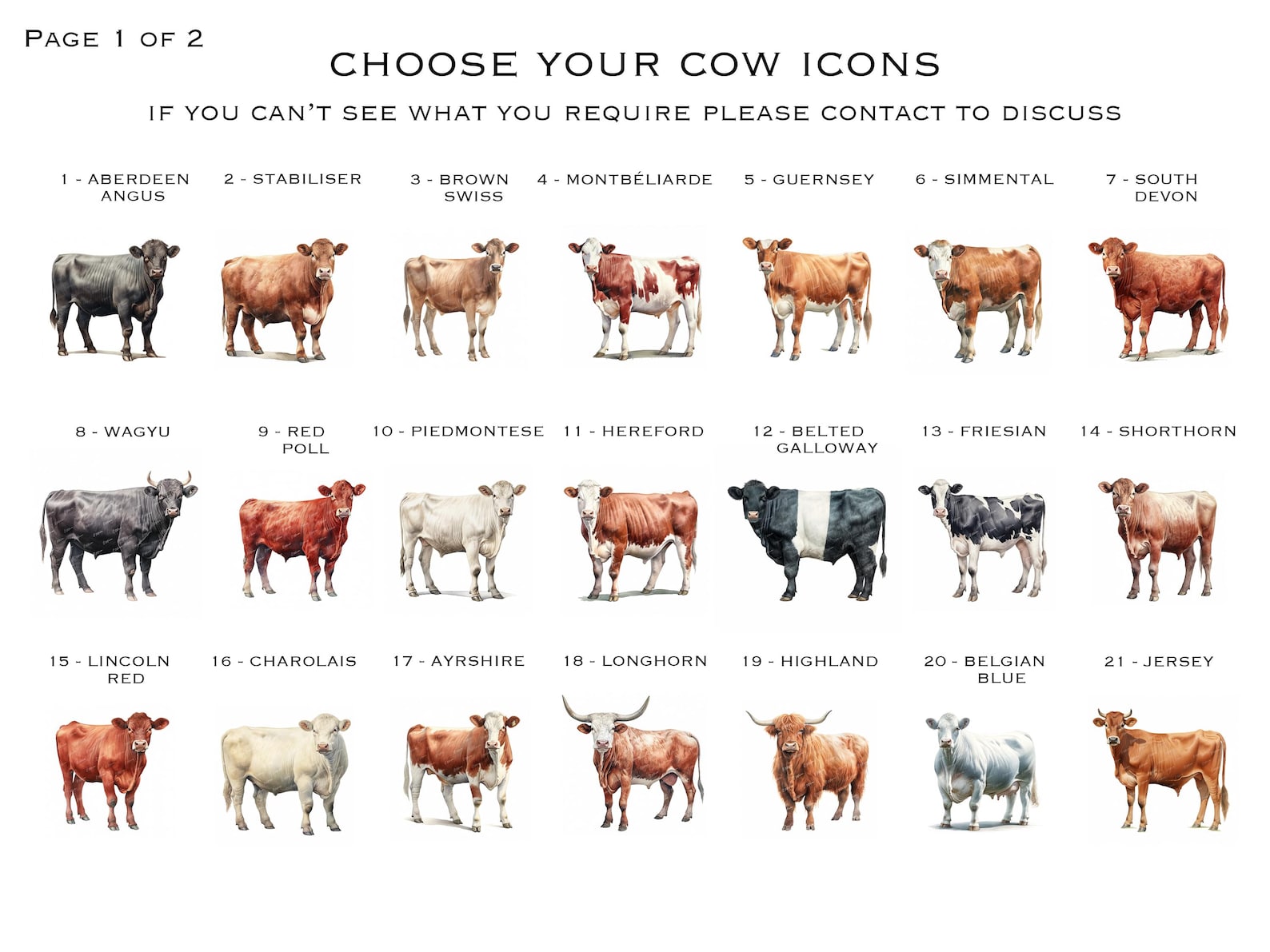 Cow Table Numbers | Cow Breed Wedding Table Names | Cattle Table Name ...
