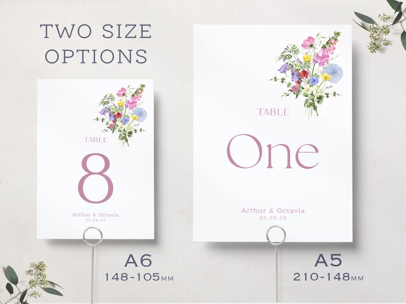 Wedding Table Numbers, Table Names, Wildflower Number Cards, Floral ...