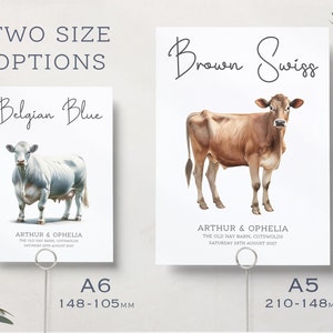 Cow Table Numbers | Cow Breed Wedding Table Names | Cattle Table Name ...