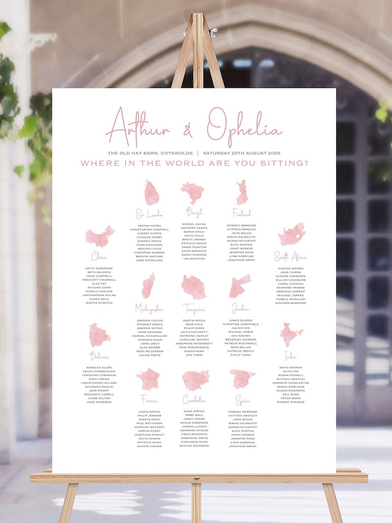 Travel Wedding Table Plan World Map Wedding Table Plan - Etsy