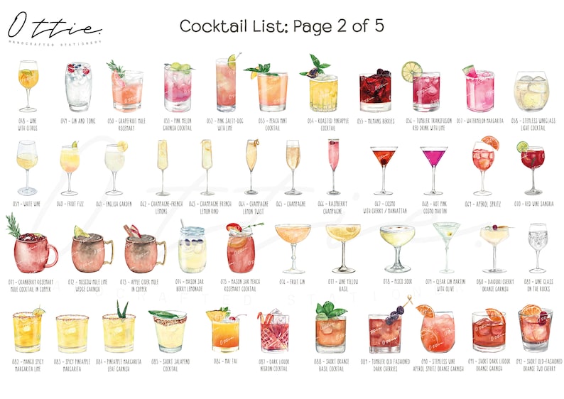 Cocktail Table Names | Cocktail Themed Table Cards | Wedding Table ...